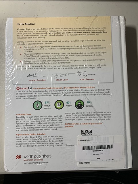 Microeconomics by Steven Levitt, Austan Goolsbee and Chad Syverson ...