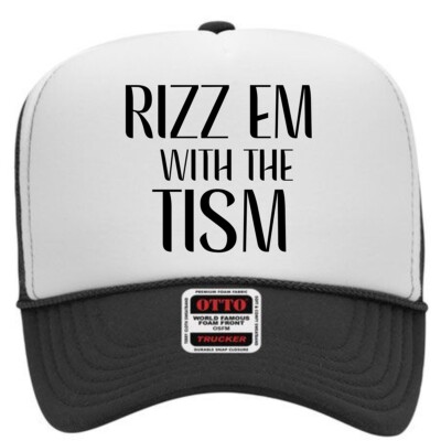 Rizz Em With The Tism Hat Cap Vintage Trucker Style Mesh Snapback Foam ...