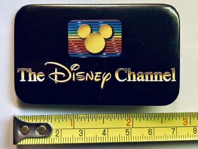 Vntage The Disney Channel Pin Back Button 3" Rectangle Rainbow Logo ...