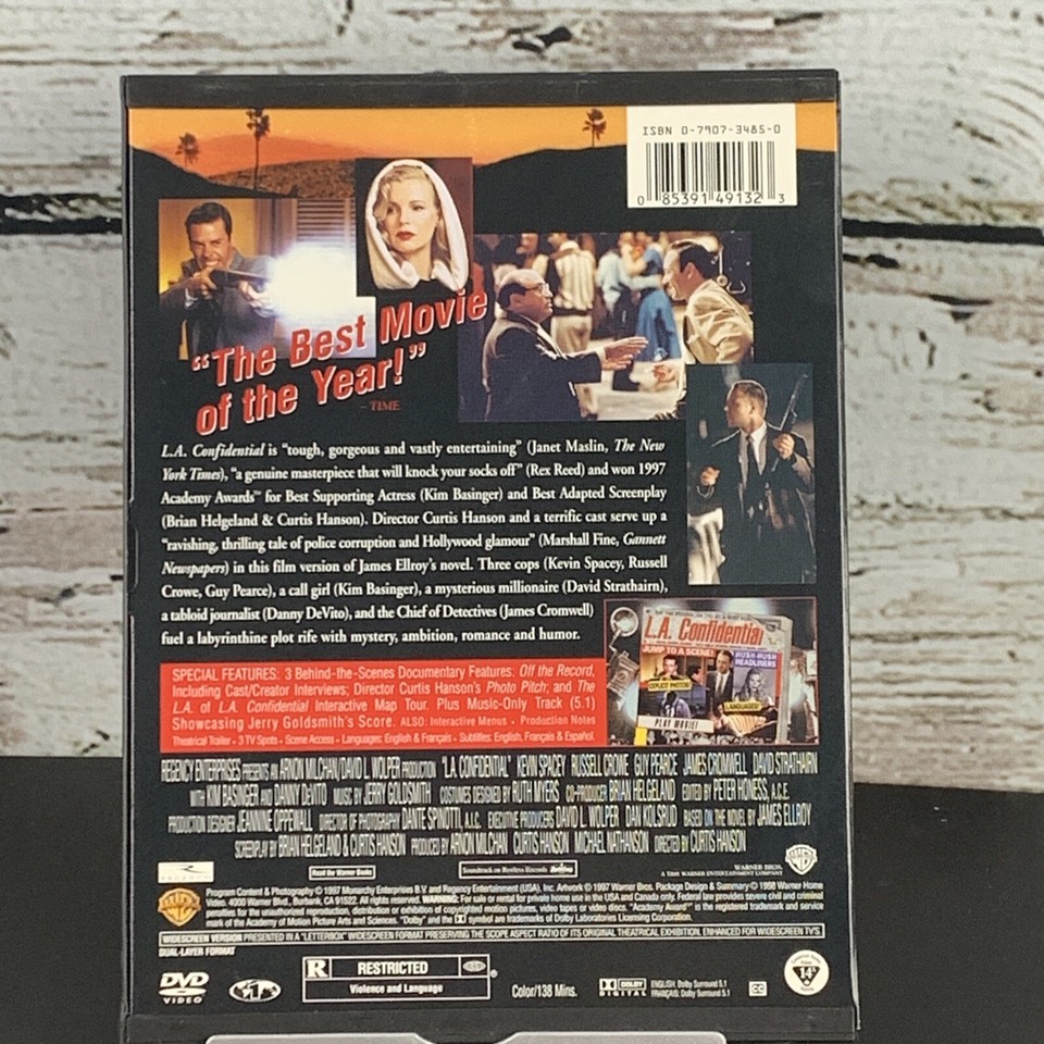 L.A. Confidential (DVD, 1998) Kevin Spacey, Russell Crowe, Kim Basinger ...
