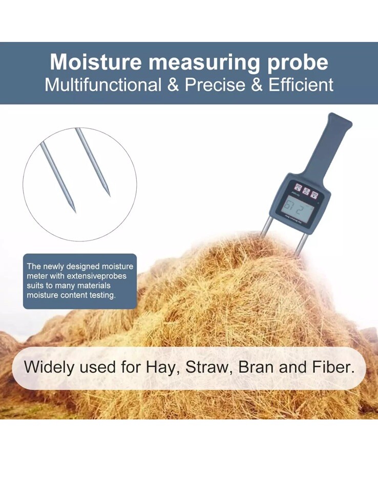 TK100H Portable Hay Moisture Meter - Precise Hay Moisture Tester with ...