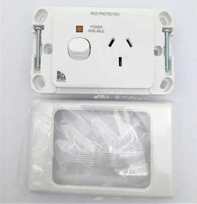 Clipsal ML2015-WE Medilec Single Switch Socket Outlet Neon 10A 250V ...