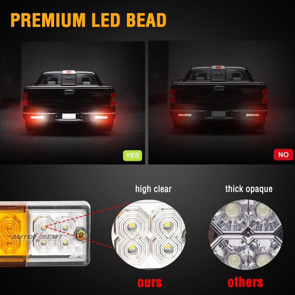 2X 20LED Truck Trailer RV Brake Reverse Lamp Strip Rear Turn Tail Light ...