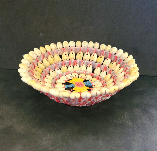 Vtg Cowrie Shell Basket Handmade Woven Nautical Beach Seashell Decor 6. ...