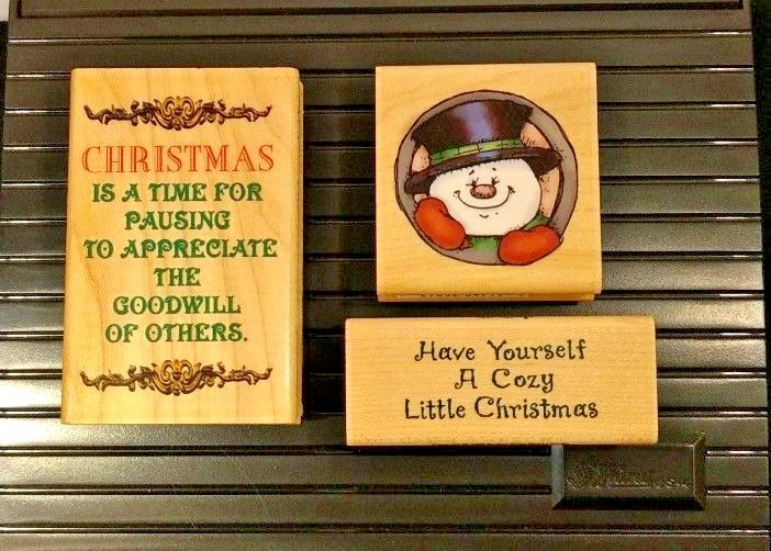 SNOWMAN 4719 Hampton Arts H763 Cozy CR1007 LOT of 3 CHRISTMAS WM Rubber ...