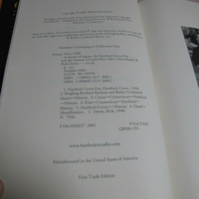 A Matter of Degree : The Hartford Circus Fire and the Mystery of Little ...