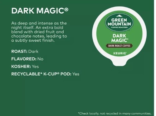 Green Mountain Dark Magic Coffee, Dark Roast, 96ct. Free Shipping | eBay