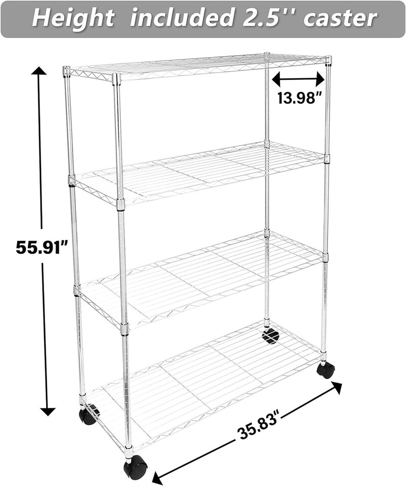 Simple Deluxe 4-Tier Heavy Duty Storage Shelving Unit 1000Lb Capacity ...