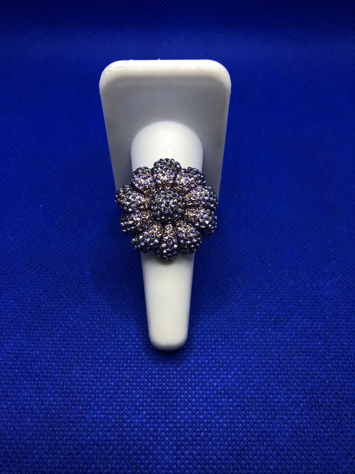 Designer Walid Akkad Purple Enamel Purple Pink Cubic Zirconia Flower ...