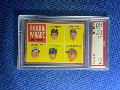 1962 TOPPS BASEBALL #594 BOB UECKER RC PSA 7 NM ROOKIE HIGH NUMBER | eBay