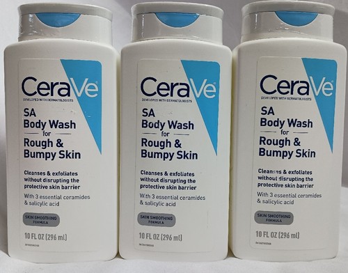 3 Cerave SA Body Wash for Rough Bumpy Skin Soothing Formula 10 oz Each ...