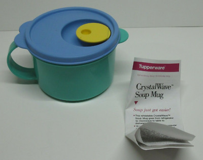 Tupperware Crystalwave Microwave Safe Soup Mug w/ Handle 16-oz Aqua ...