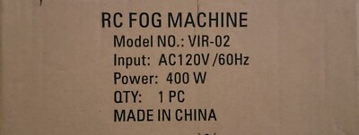 Virfun Fog Machine: VIR-02 | eBay