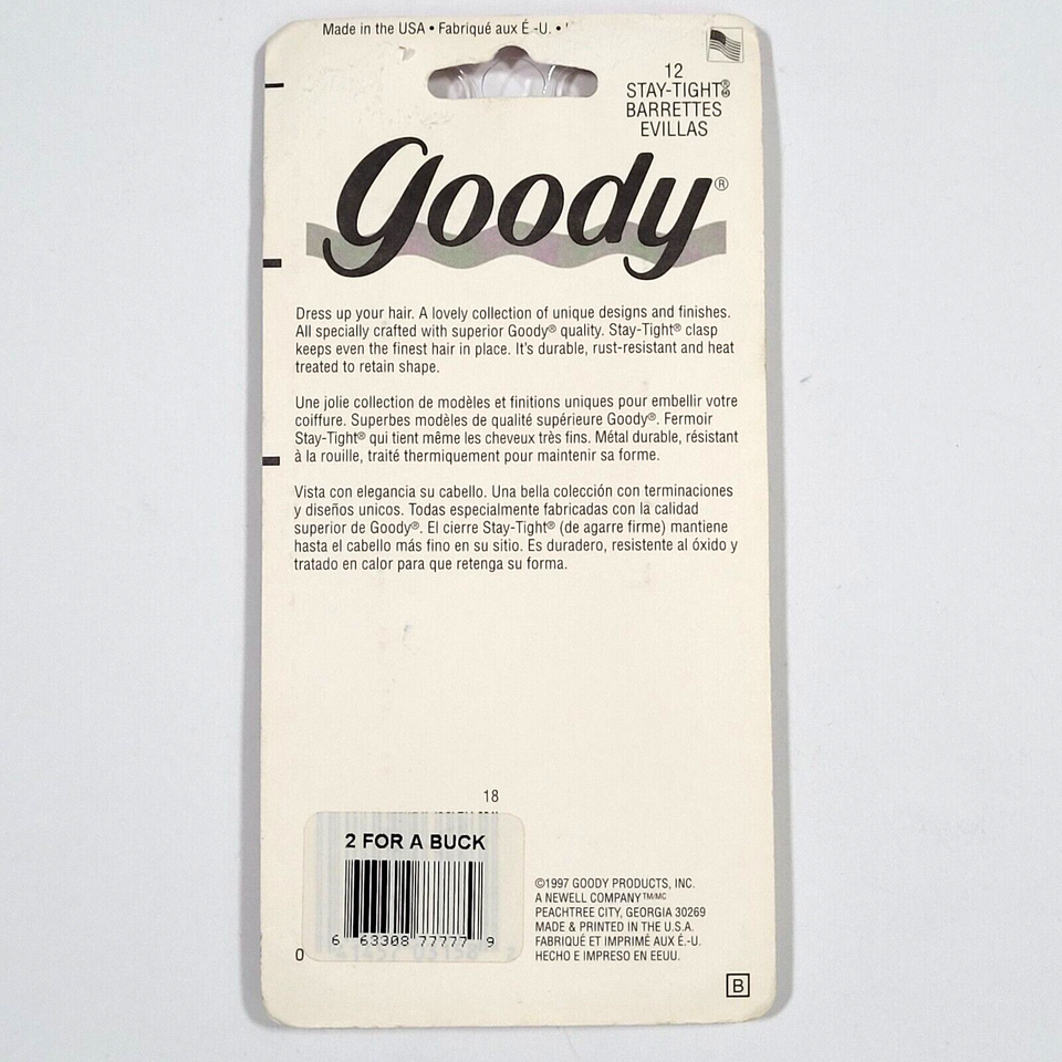 VINTAGE GOODY KIDS STAY TIGHT 2.5" HAIR BARRETTES #03158 12 PACK 90's ...