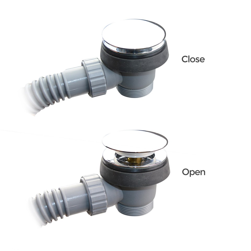 EASYCLEAN SPRUNG PLUG BATH WASTE POP UP CLICK CLACK OVERFLOW CHROME ...