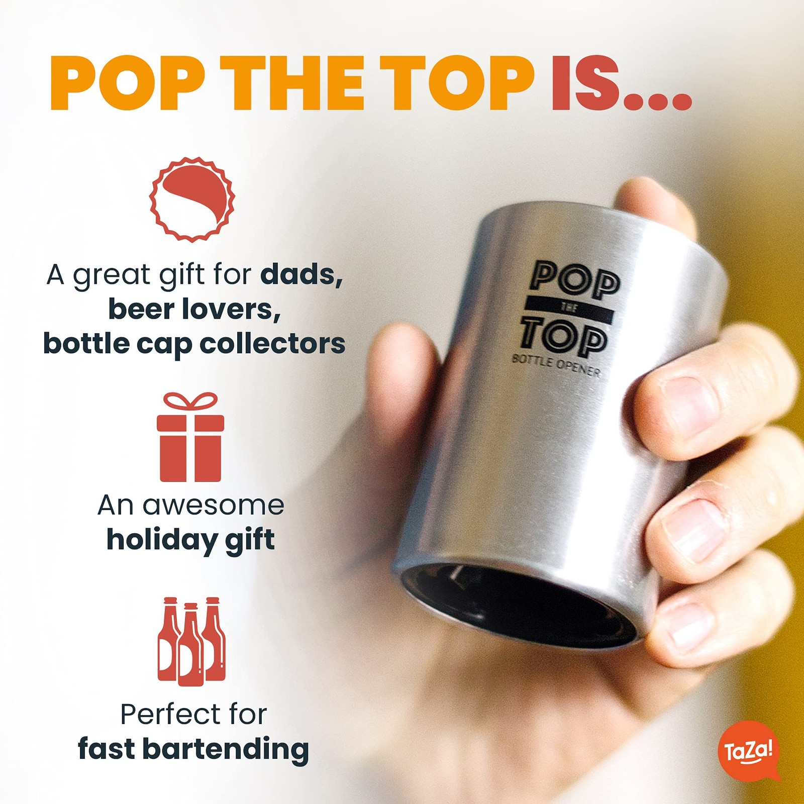 Pop-the-Top beer bottle opener - Push down, pop off. No Damage to ...