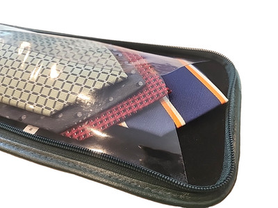 Vtg Tie Rack London Leather Travel Organizer Zipper Case for 4 Neckties ...