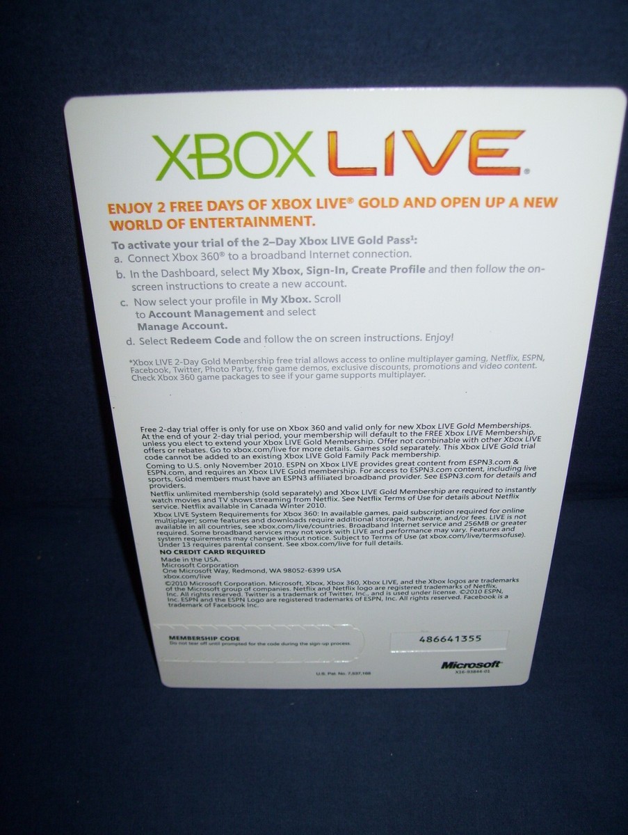 Xbox Live Codes Unused