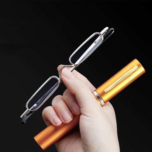 Metal Reading Glasses Readers Pocket Slim Mini Eyeglasses with Tube ...