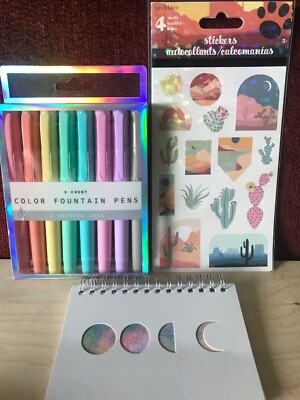 Colorful Fountain Pens - 8 Count | 4 sheet stickers | Index Cards |Art ...