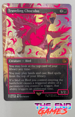 TRAVELING CHOCOBO (Neon Ink Pink) Borderless Foil MTG Final Fantasy HOT ...
