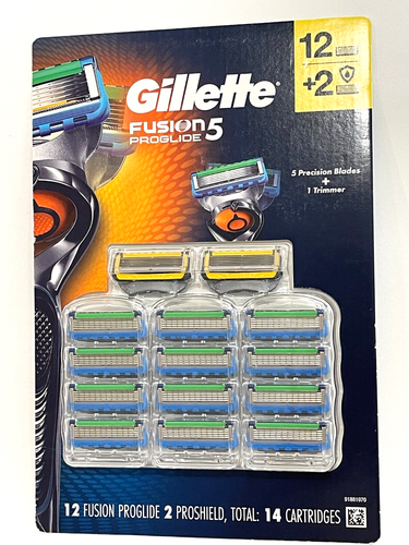 Gillette Fusion5 Proglide Razor Blades 12 Proglide + 2 Proshield 14 ...