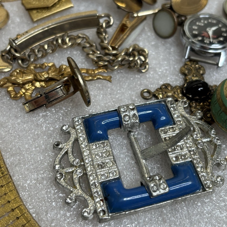 Vintage Junk Drawer Lot - Antique Brooch Watch Pendant Zorro Cufflink ...
