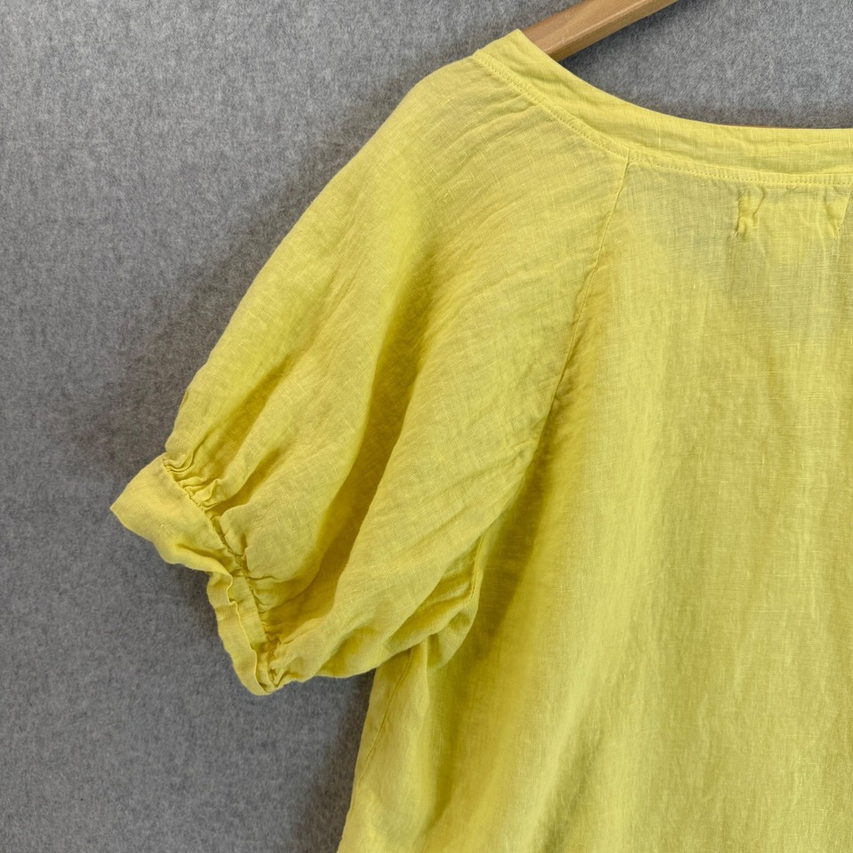Velvet Graham & Spencer Linen Top Yellow Short Sleeve VNeck Blouse ...