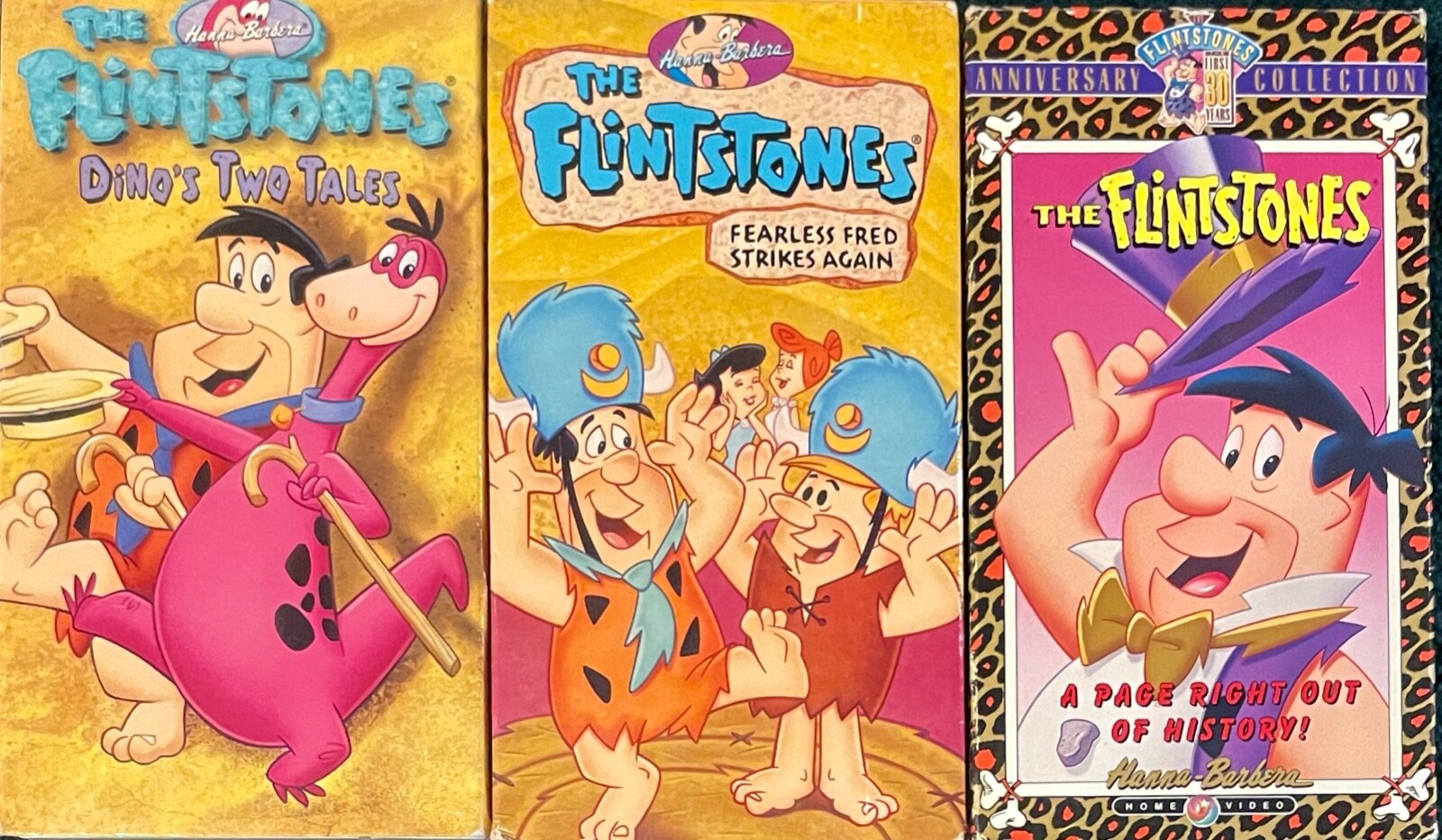 HANNA-BARBERA "THE FLINTSTONES" LOT OF 3 VHS TAPES ~ CLASSIC ANIMATED ...