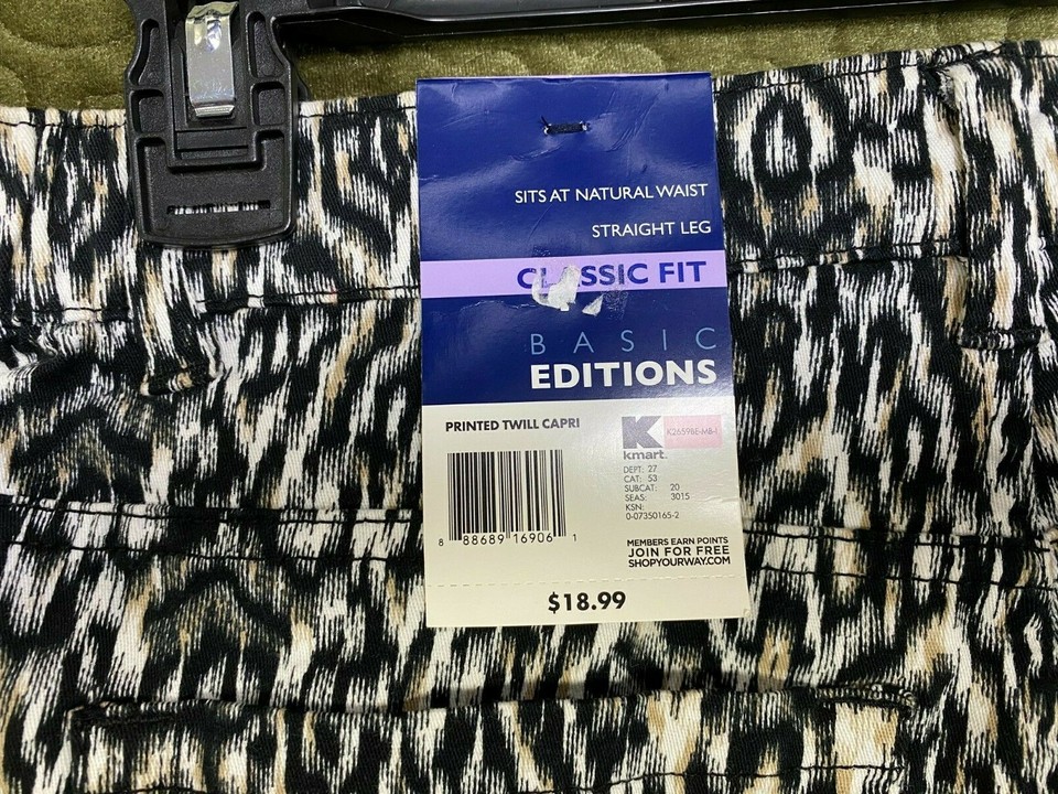 BASIC EDITIONS WOMANS PRINTED TWILL CAPRI SIZE 8 NEW WITH TAGS! | eBay
