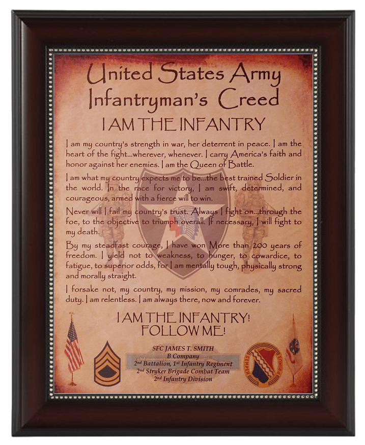 MC-BETTER: ARMY Infantryman's Creed ALL UNITS Aged Parchment Framed ...