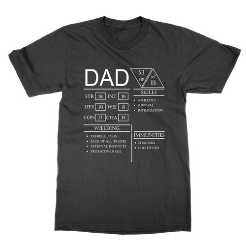 Dad Dungeons Dragons Character Sheet t-shirt fathers day gift dnd rpg ...