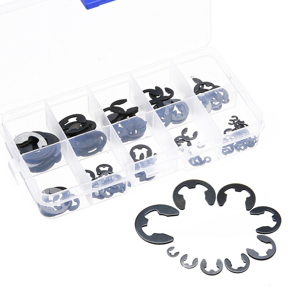 120 pcs E-Clip & Retaining Ring Assortment Kit 1.5 2 3 4 5 6 7 8 9 10 ...