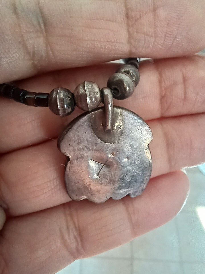 Vintage Old Pawn Sterling Silver Navajo Pearls Heishi Turquoise Pendant ...