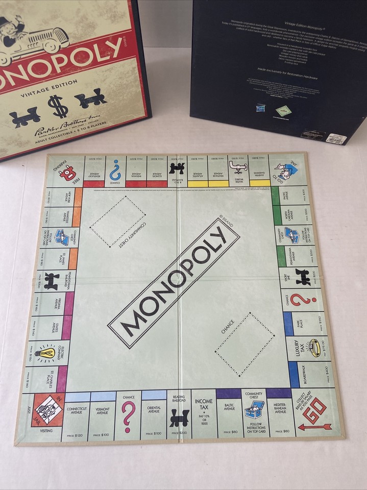 Monopoly Vintage Edition Restoration Hardware Wooden Game Board Hasbro ...