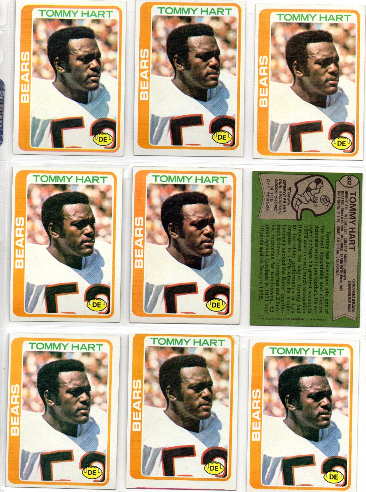 1978 TOPPS 302 TOMMY HART BEARS | eBay