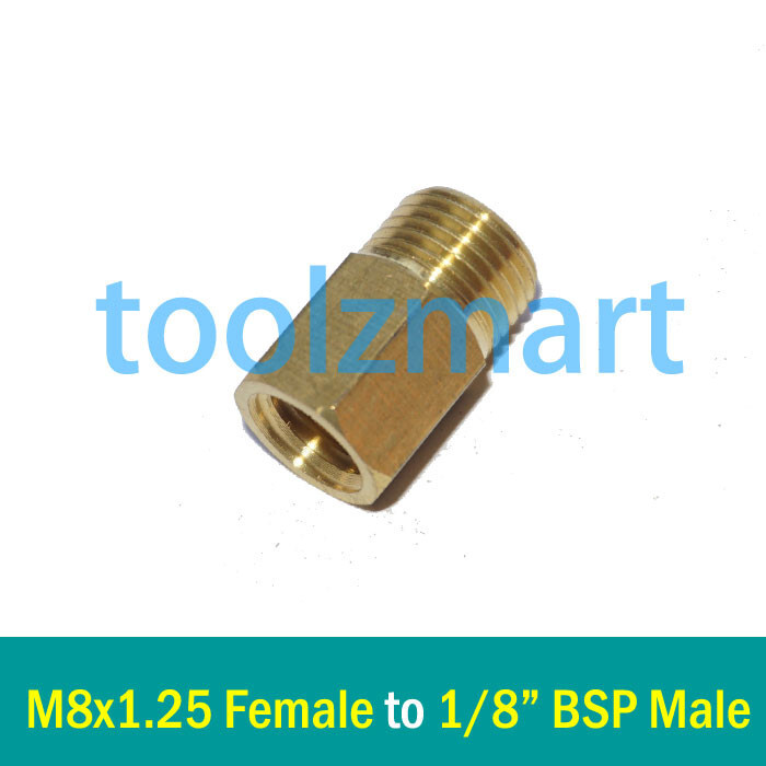 M8 M8x1.25 Female to 1/8" BSP BSPP G Male Thread Adapter Fitting Pipe ...