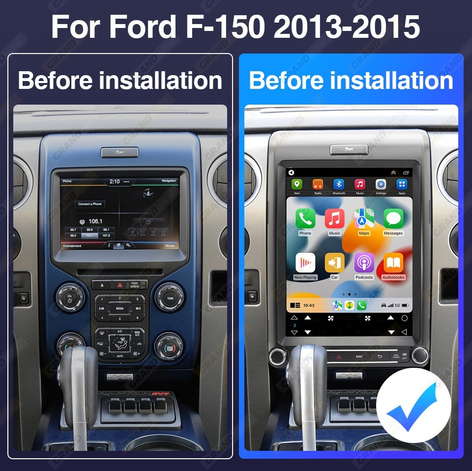 For 2013 2014 2015 Ford F150 Carplay Stereo Radio Tesla Style 12.1 ...