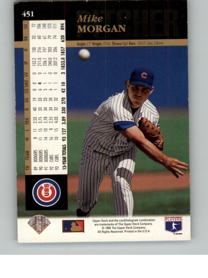 1994 Upper Deck Mike Morgan 451 Chicago Cubs Electric Diamond | eBay