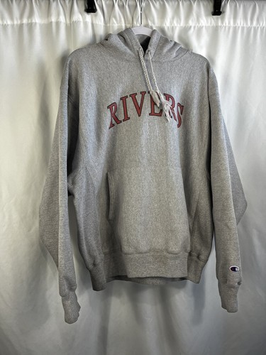 Vintage Rivers College Champion Reverse Weave Hoodie Sweatshirt Large ...