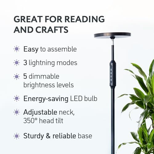 LED Daylight Floor Lamp - Free Standing Lamps for Living Room or ...
