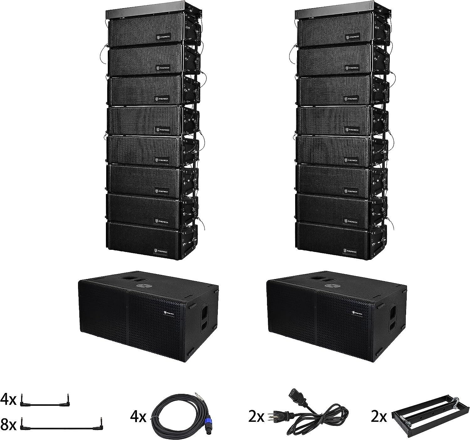 Proreck Venue Set 10000W Stereo/Mono DJ Powered PA Speaker System Combo ...
