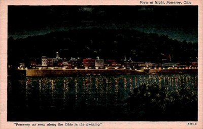 Postcard View at Night Pomeroy Ohio | eBay