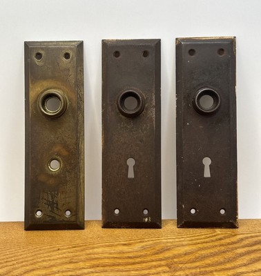 Vintage 1 Brass Door Knob Back Plate Set Of 2 Metal Escutcheon Plates ...