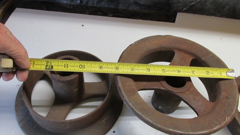 3 Old Different Pair Mining Ore Car Railroad Type Cart Wheel Craft Base ...