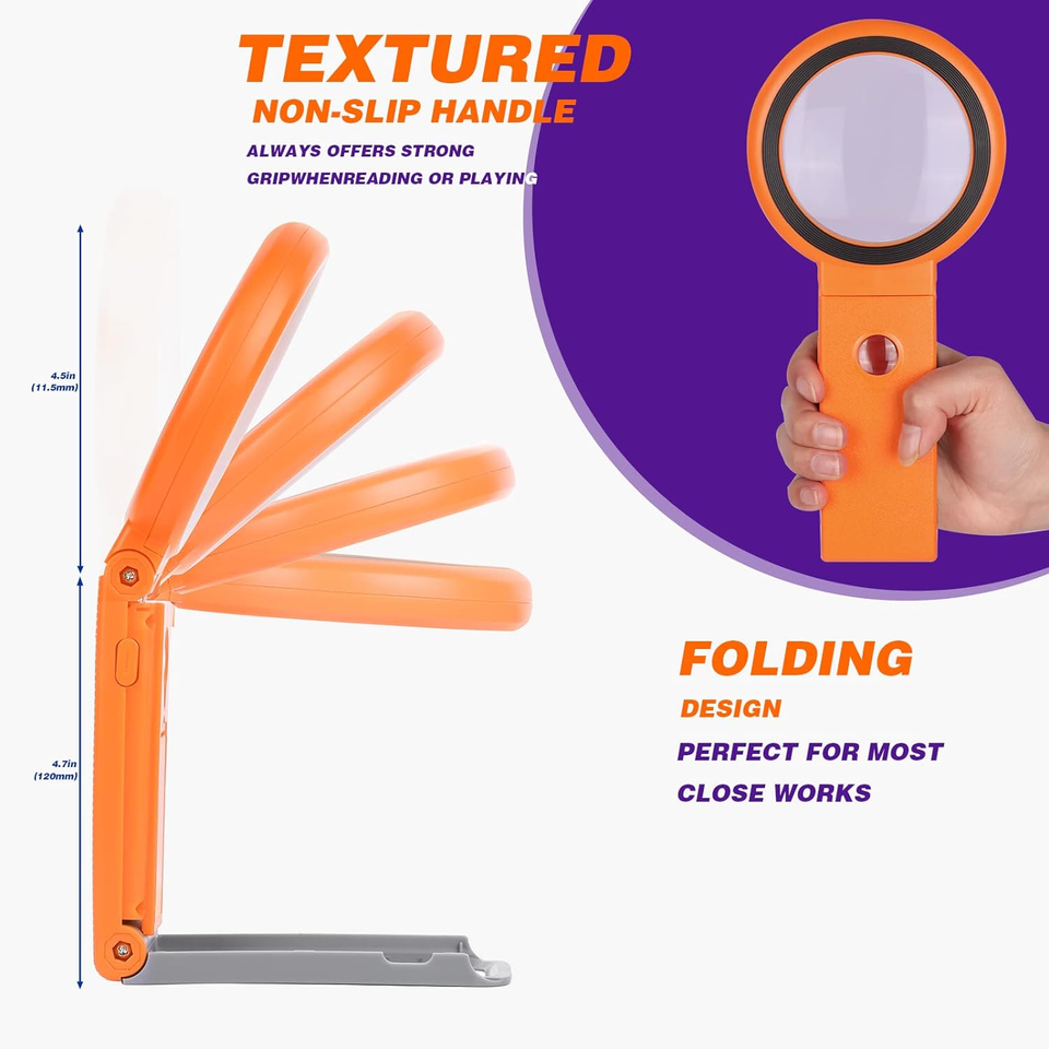 30X 40X Magnifying Glass with Light and Stand, Foldable Handheld ...