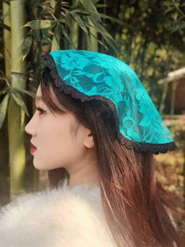 Chapel Cap Veil Lace Headcovering for Women Church One Size-Large Green ...