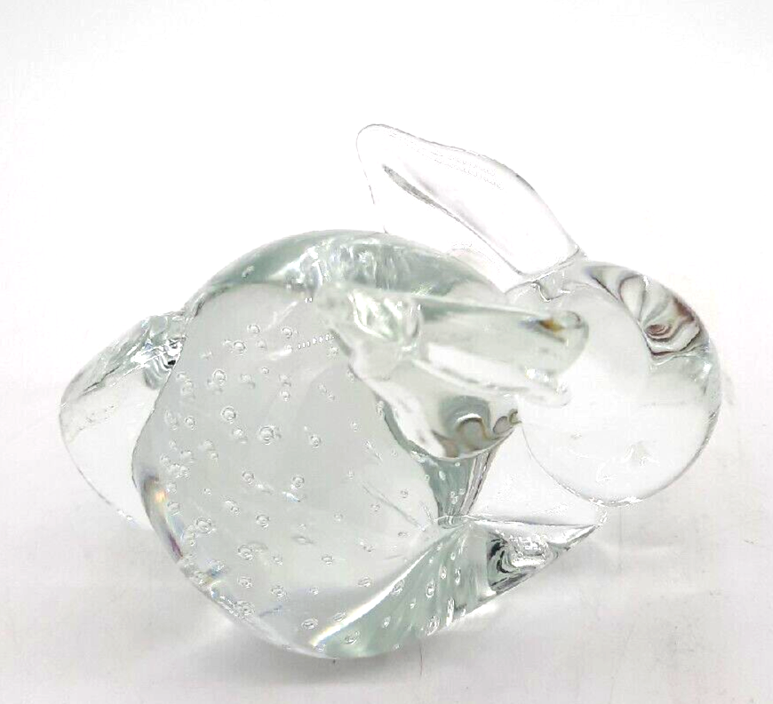 Vintage 3.5" Art Glass Bunny Controlled Bubbles Bullicante Paperweight ...
