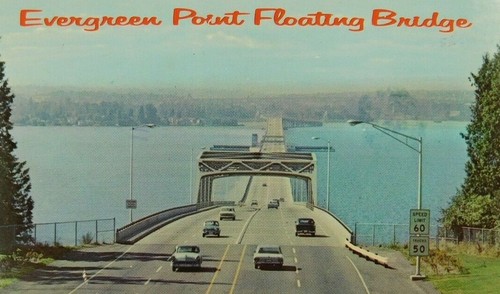 Evergreen Point Floating Bridge Classic Cars WA Posted Chrome Vintage ...