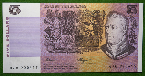 1990 Australian $5 Paper Bank Notes - Fraser /Higgins - QJR 920415 ...